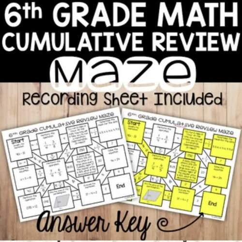 No Prep 6th Grade Math Cumulative Review Maze by Thriving Teacher Inc