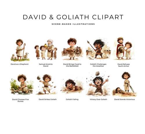 David And Goliath Clipart, Kids Bible Study, Biblical Character, Bible ...