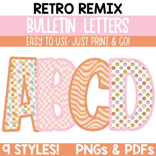 Bulletin Board Letters / Retro Groovy Bulletin Board Decor Kit / Retro ...