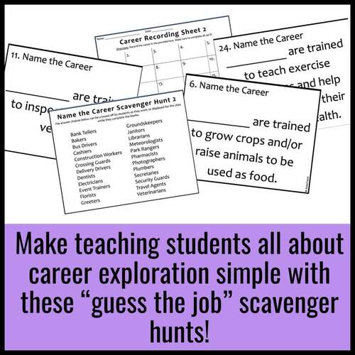 Career Exploration Scavenger Hunts Labor Day or Career Day Activities ...