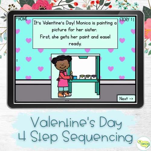 Valentine's Day 4 Step Sequencing Boom Cards™ with Short Stories and Audio