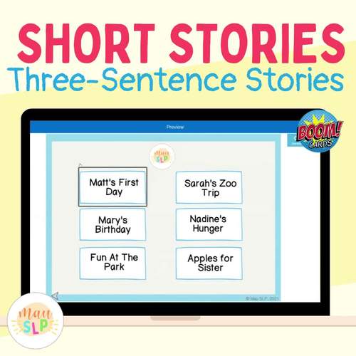 Short Stories (Three-Sentence Stories) Speech Therapy Boom Cards™ by ...