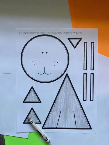 2D Shape Cat Craft Creative Geometry Unit Kindergarten Pet Bulletin ...