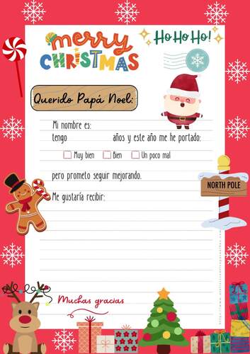 Carta de Navidad para Papá Noel, Carta de Navidad para el Niño Dios y ...