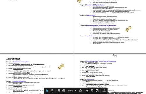 Geography, Ancient History Geopardice Game: Ancient Egypt & Mesopotamia