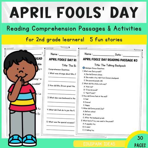 April Fools' Day Reading Comprehension Passages & Activities | 2nd Grade
