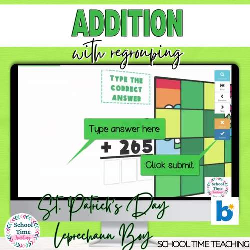 St Patricks Day Addition Boy Uncover the Picture Puzzle BOOM Cards