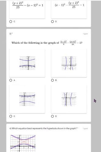 Conics Hyperbola Digital Practice | Distance Learning by Hoff Math