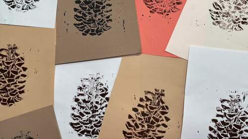 Linocut Art Lesson with video demo. Printmaking vocab, rubric & quiz