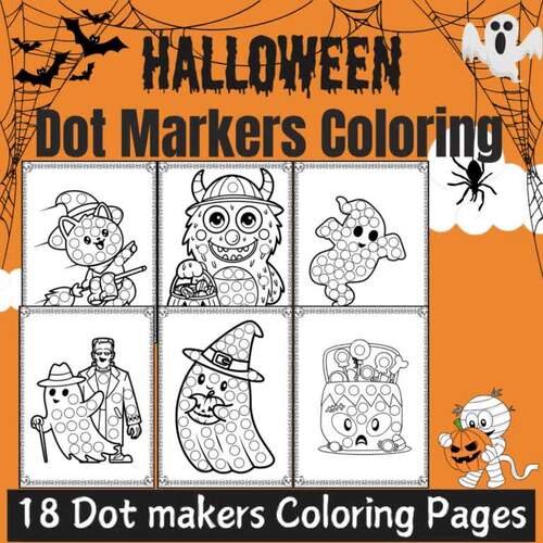 Halloween Dot Marker Printable - Dot Coloring Pages Pumpkins Ghosts for ...