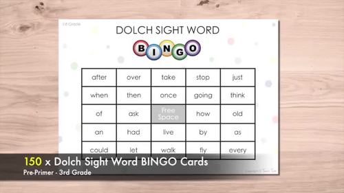Dolch Sight Word BINGO Bundle - 150+ Bingo Cards, Flashcards & Word Lists