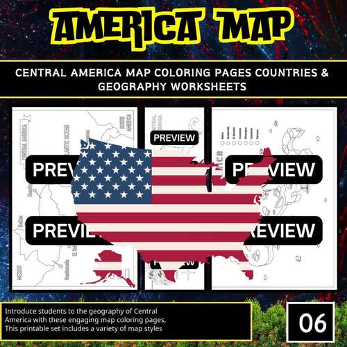Central America Map Coloring Pages Countries & Geography Worksheets