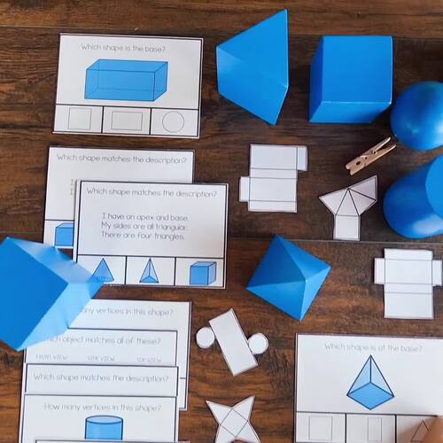 Montessori Geometric Solids 3D shapes Question Cards includes nets ...