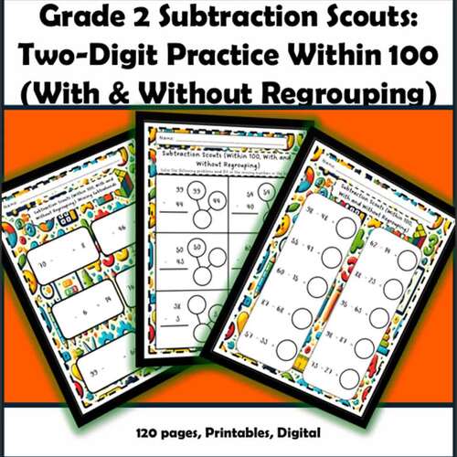 Grade 2 Subtraction: Two-Digit Practice Within 100 (With & Without ...