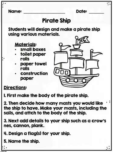 Pirate STEM Activities by TCHR Two Point 0 | TPT