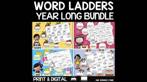 Word Ladders Year Long Bundle | Word Chains | Vocabulary Activities ...