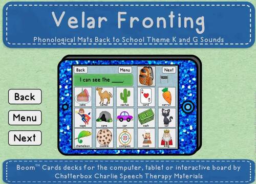 Velar Fronting Phonological Mats Back to School Boom Cards | TPT