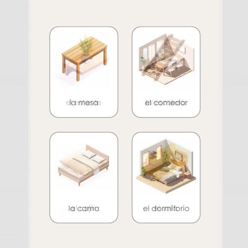 Spanish Household Items & Rooms Flashcards | Beginner Spanish | Printable