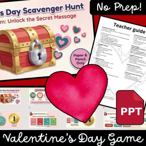 Valentine’s Day Escape Room | Scavenger Hunt Paper and Pencil Activity ...