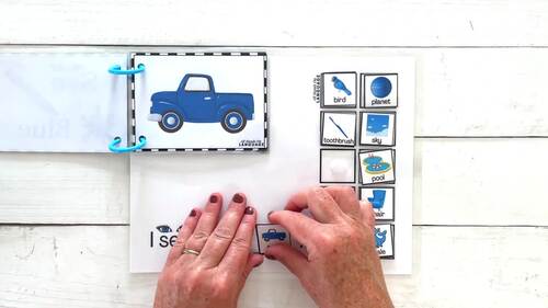 I See BLUE Interactive Book + Sentence Formulation Activity, Speech +Autism