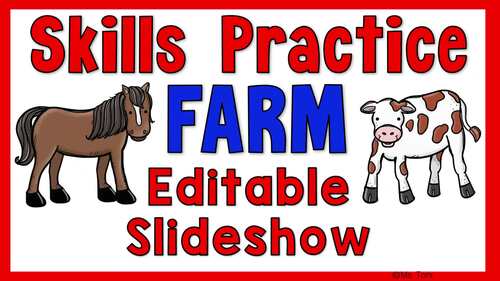 Editable Slideshow to Practice Sight Words, Math Facts, and More, Farm