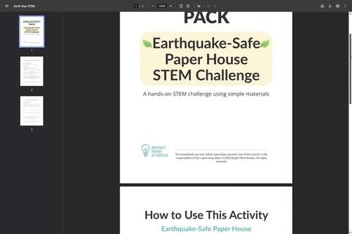 Elementary K–2 Earthquake‑Safe Paper House STEM Challenge | TPT
