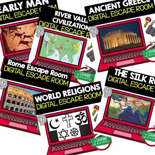 Ancient World History Digital Escape Room, Breakout Room Test Prep