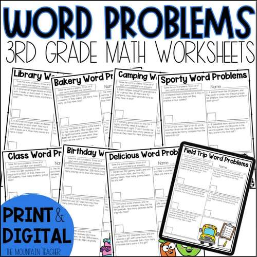 3rd Grade Math Word Problems - One and Two Step with Division and ...