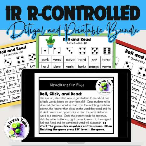 IR R-Controlled Words/Sentences Roll & Read |Phonics Games| Digital ...