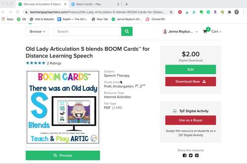 There was an Old Lady BOOM CARDS™️ Articulation BUNDLE by Jenna Rayburn ...