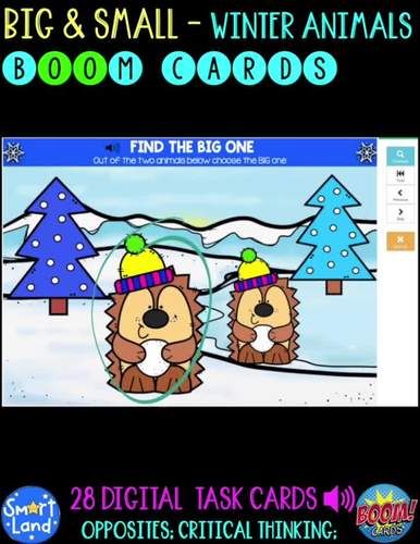 Big and Small Opposites digital cards | Winter Animals by Smart Land ...