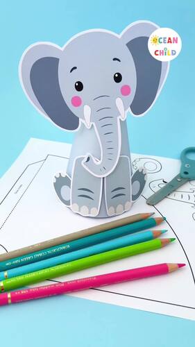 Cut and Paste Elephant Craft | DIY Zoo Animal Activity for Pre-K ...
