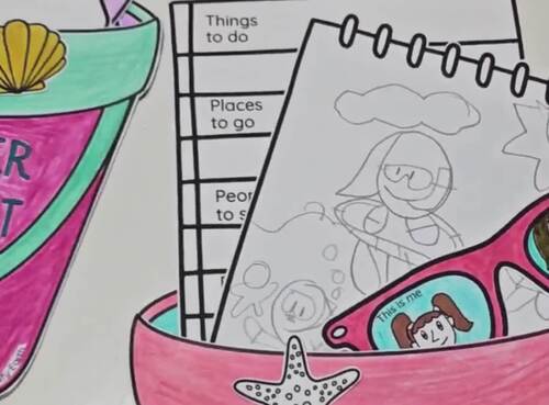Summer Bucket List Craft, End of Year Writing Drawing Coloring Activities