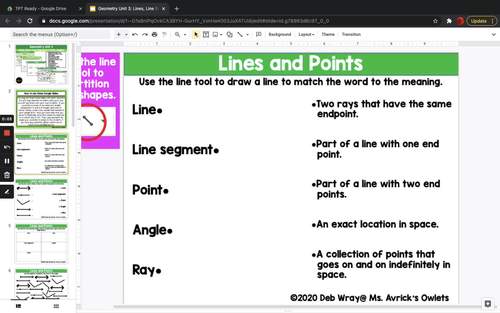 Lines, Line Segments, Points, Rays and Angles (Geometry Unit 3)- Print ...