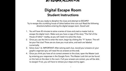 The Fall of the House of Usher Digital Escape Room — Edgar Allan Poe ...