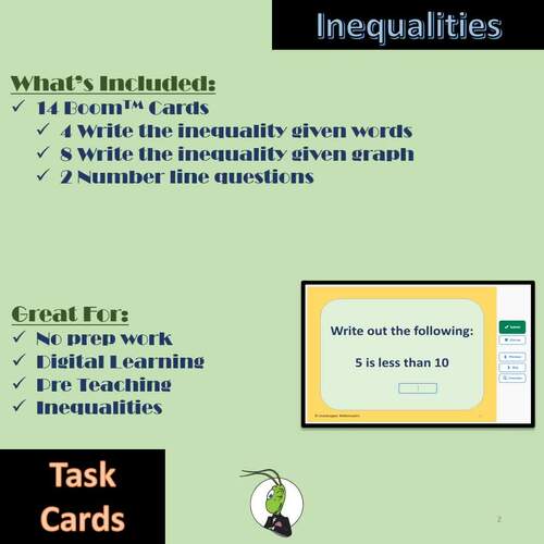 Inequalities Introduction Boom Task Cards | Algebra by Grasshopper ...