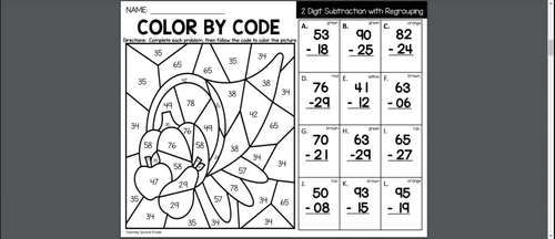 Thanksgiving 2 Digit Subtraction With Regrouping by Teaching Second Grade