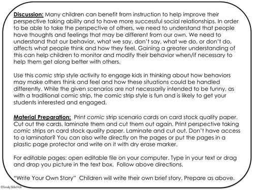 PERSPECTIVE TAKING Comic Strip | Black & White BUNDLE | Distance Learning