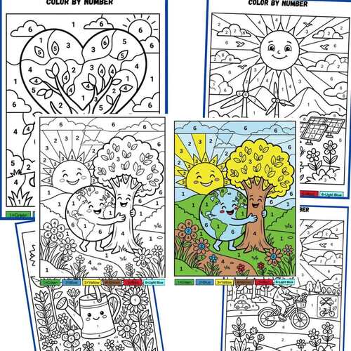 Earth Day Color by Number Activities | 15 Printable Pages | Spring Math ...