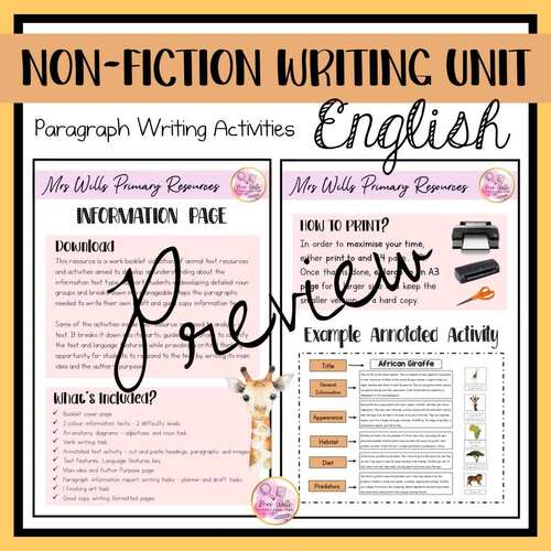 Giraffe | Information Text Reading & Writing Unit | Work Booklet ...