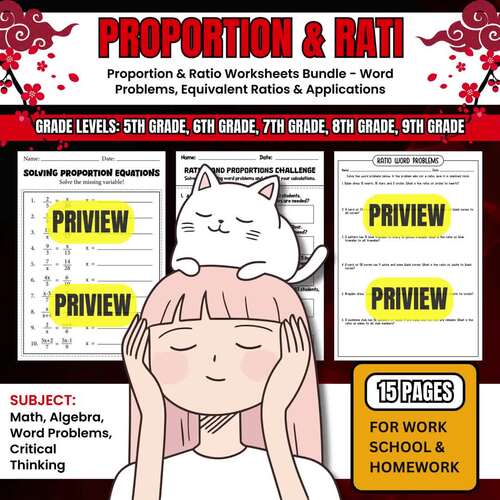 Proportion & Ratio Worksheets - Word Problems Equivalent Ratios ...