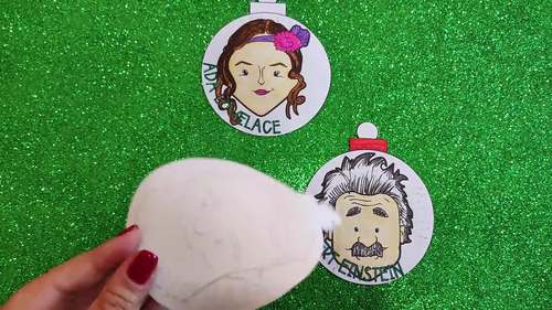 Christmas STEM or science activity with biographical christmas baubles