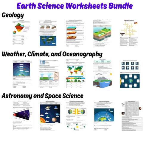 Earth Science, Middle School, Worksheets Puzzles PDFs: Geology Weather ...
