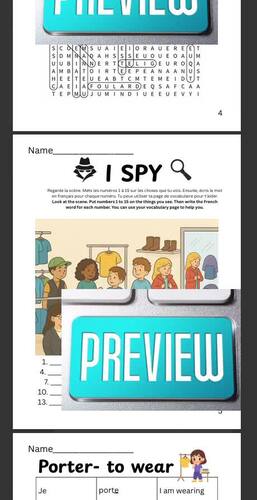 CORE FRENCH Les vêtements- NO PREP French clothing unit with slide show