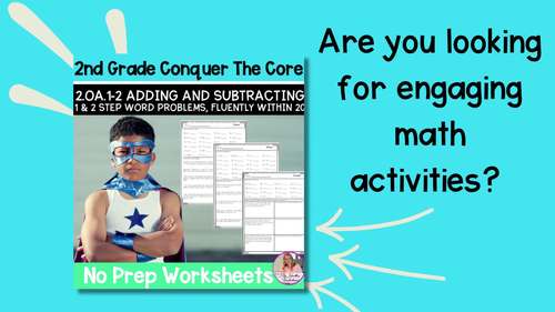 2nd Grade Addition and Subtraction Worksheets | 2.OA.1 2.OA.2 No Prep!
