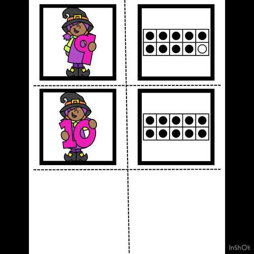 Halloween Numbers to 20 Matching Cards | Witch Ten-Frame & Twenty-Frame ...
