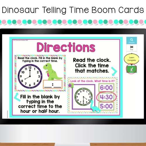 Telling Time to the Hour and Half Hour Boom Cards™ by K's Classroom ...