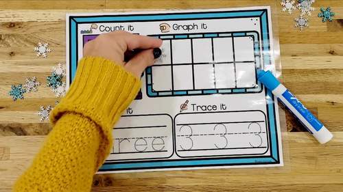 Winter SNOWFLAKES Counting Mats | Math Centers Preschool Kindergarten ...