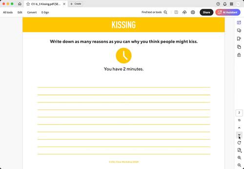 ESL Advanced Lesson: Talk about Kissing by ESL Class Workshop | TPT