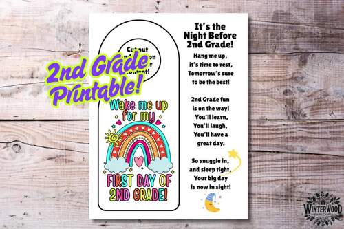 Wake Me Up for 2nd Grade Door Hanger | First Day of School Printable